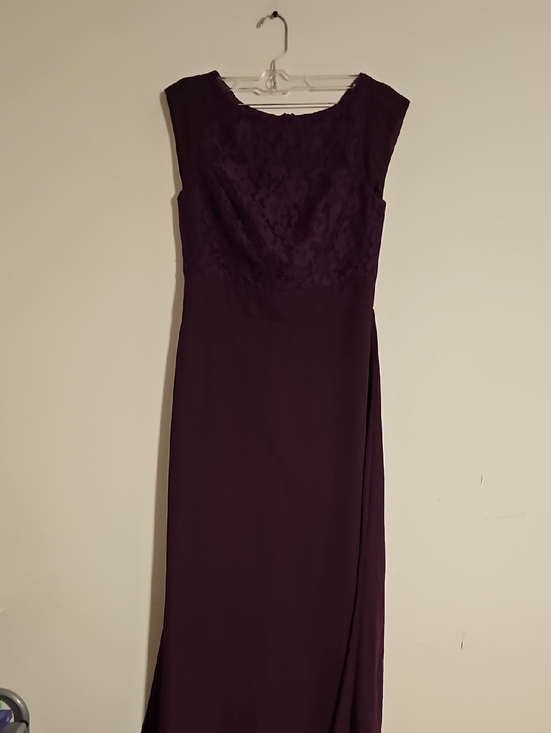 Azazie | Dresses | Azazie Plum Lace Bodice Sheath Gown | Poshmark
